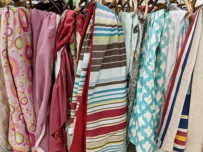 Fabric hunters find paradise in these hanging textiles, where yesterday's curtains might become tomorrow's craft project or upcycled fashion statement.