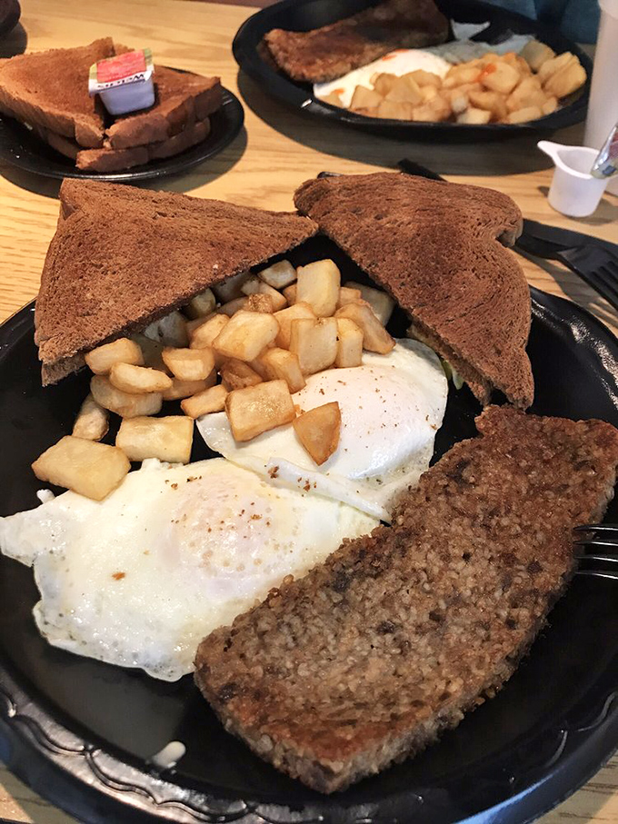 Breakfast of champions &ndash; farm-fresh eggs, home fries, and meatloaf that makes you question why you don't eat meatloaf for breakfast more often.