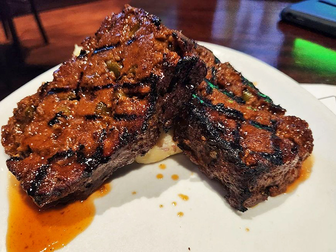 Meatloaf that would make your grandmother both jealous and proud. Grill marks tell the story of flame-kissed perfection.