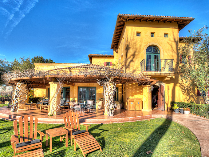 The region's wine country influence extends to beautiful tasting rooms like this Mediterranean-inspired beauty. Antiquing and wine tasting—a match made in Lompoc heaven.