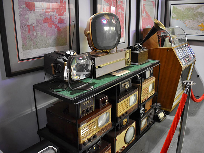 The evolution of home entertainment, stacked like archaeological layers. Remember when adjusting the rabbit ears was considered technical expertise?