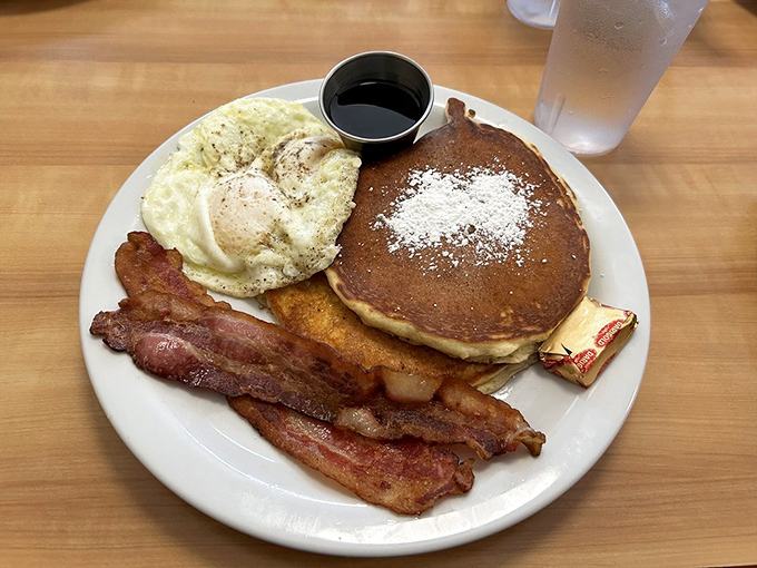 The "Noah's Ark" breakfast brings two of everything delicious&mdash;like the biblical boat, but with pancakes and bacon instead of animals.