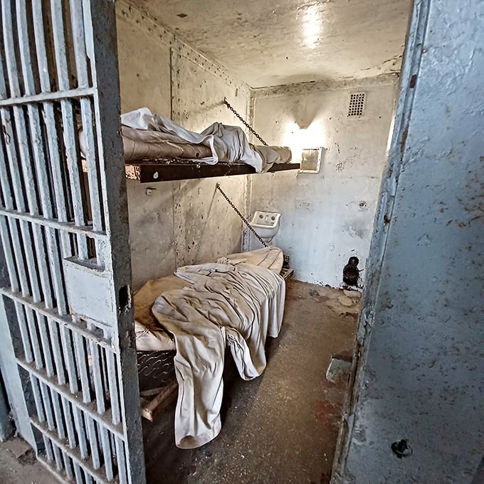 Bunk beds with zero thread-count sheets. This cell makes studio apartments in Manhattan look like luxury penthouses.