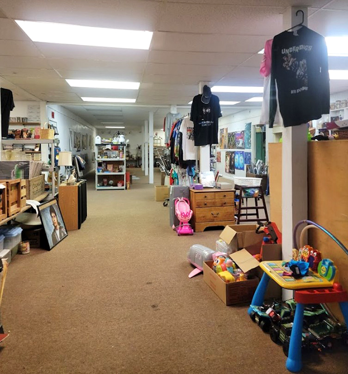 Long corridors of treasures create a thrifter's Yellow Brick Road. Follow it to find that perfect something you didn't know you needed.