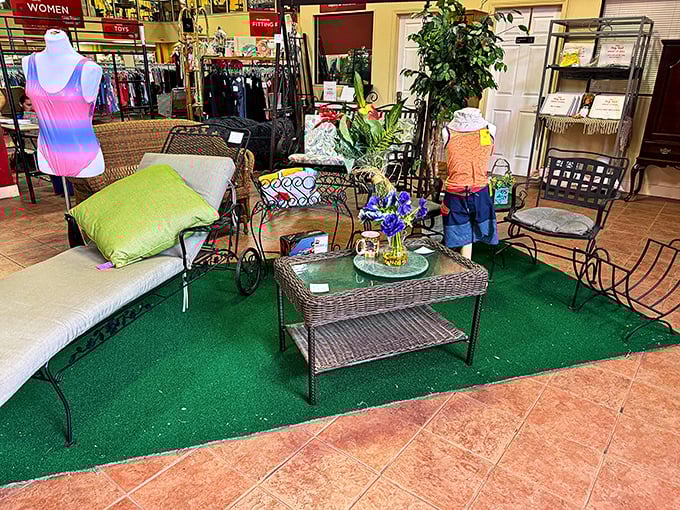 Outdoor furniture staged with such homey appeal, you half expect someone to offer you lemonade as you browse the merchandise.