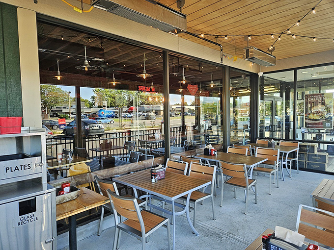 Outdoor seating for those who prefer their barbecue with a side of fresh air. Perfect for summer evenings with friends.