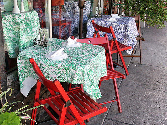 Colorful tablecloths and cherry-red chairs create sidewalk dining that feels both European and quintessentially Echo Park&mdash;the perfect urban oasis.