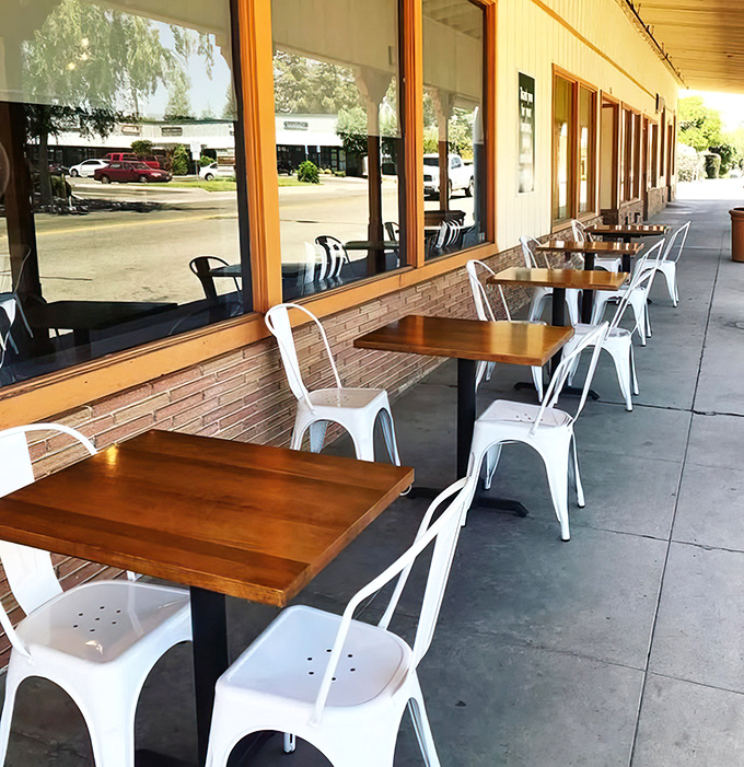 Outdoor seating for those who prefer their burger worship sessions with a side of fresh air.