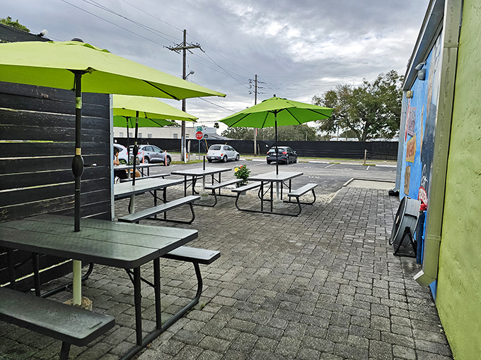Outdoor seating extends the Se7enBites experience into Florida's perpetual sunshine, making every meal feel like a celebration.