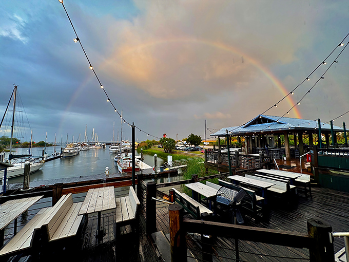 Mother Nature occasionally throws in a rainbow at no extra charge&mdash;the perfect backdrop for an evening of waterfront dining and memory-making.
