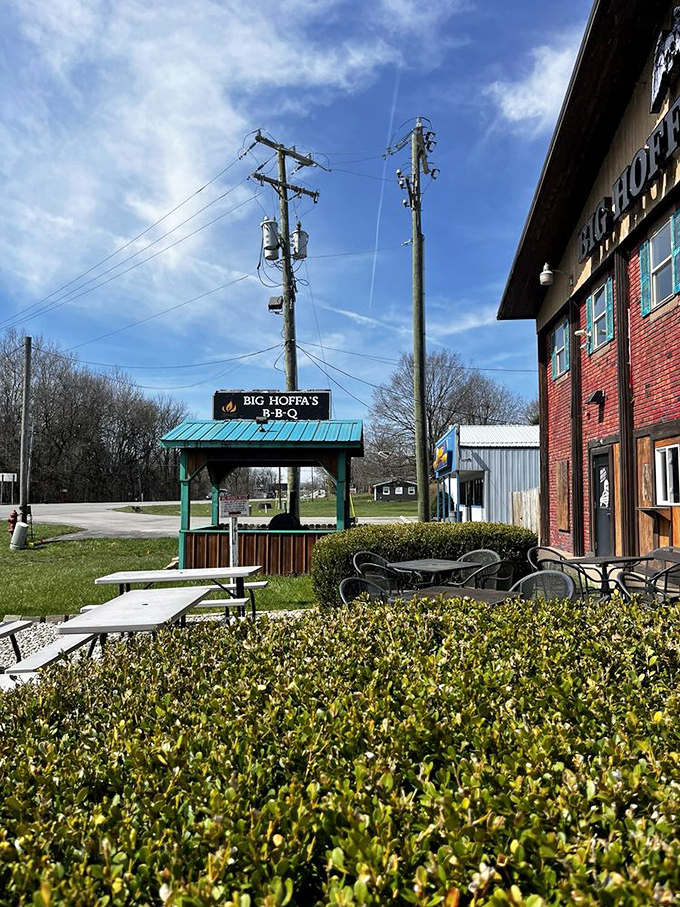 Outdoor seating for those beautiful Indiana days when the only thing better than great BBQ is great BBQ with a side of sunshine.