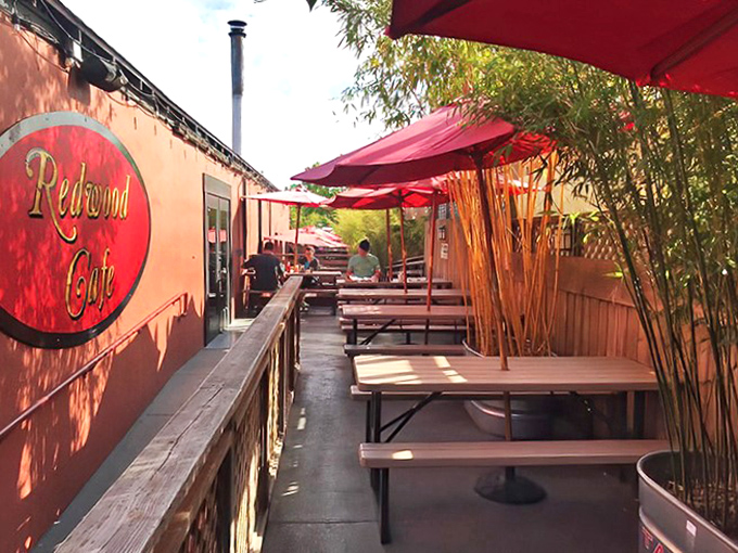 The bamboo-lined patio offers a tranquil escape&mdash;nature's dining room with the added bonus of table service.