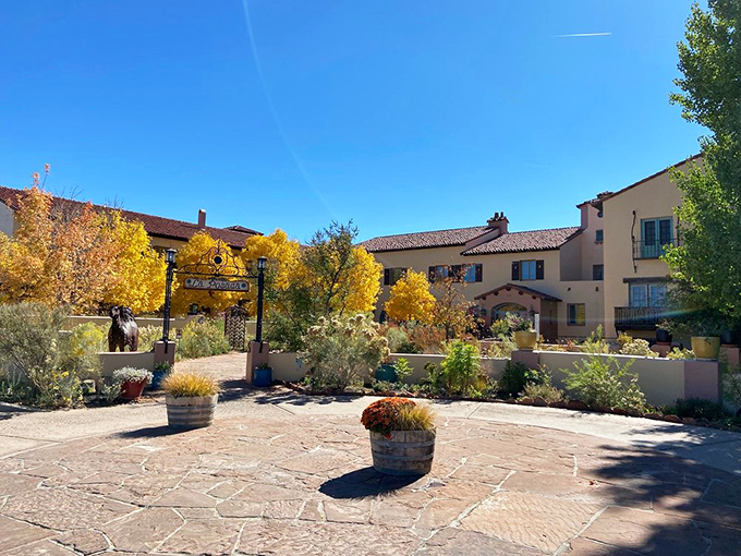 Fall colors frame the historic La Posada Hotel, where the garden courtyard invites you to linger. Even the landscape looks delicious here.