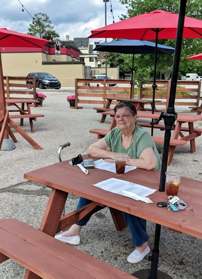 Outdoor seating where the Pennsylvania sunshine adds an extra ingredient to every meal. Simple wooden tables with stories to tell.