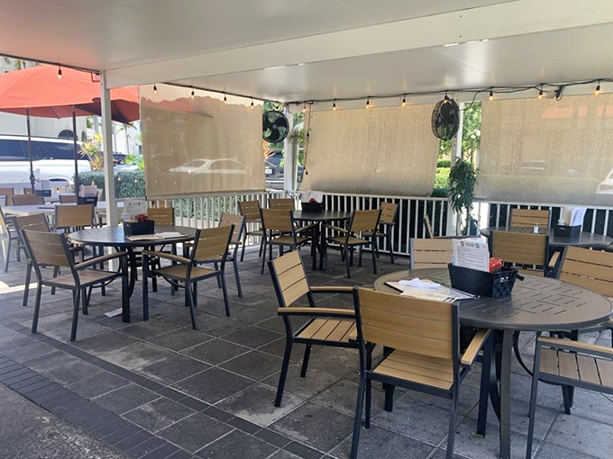 Outdoor seating provides the perfect Florida backdrop for your burger adventure, complete with gentle breezes and people-watching.