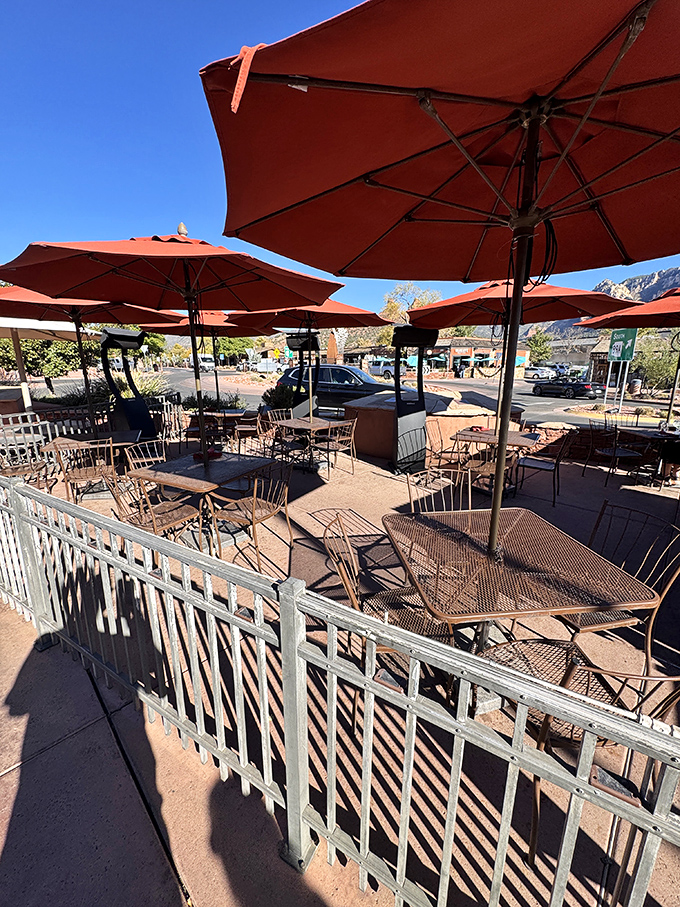 Al fresco dining with those signature red umbrellas &ndash; because Sedona's scenery deserves to be part of your meal.