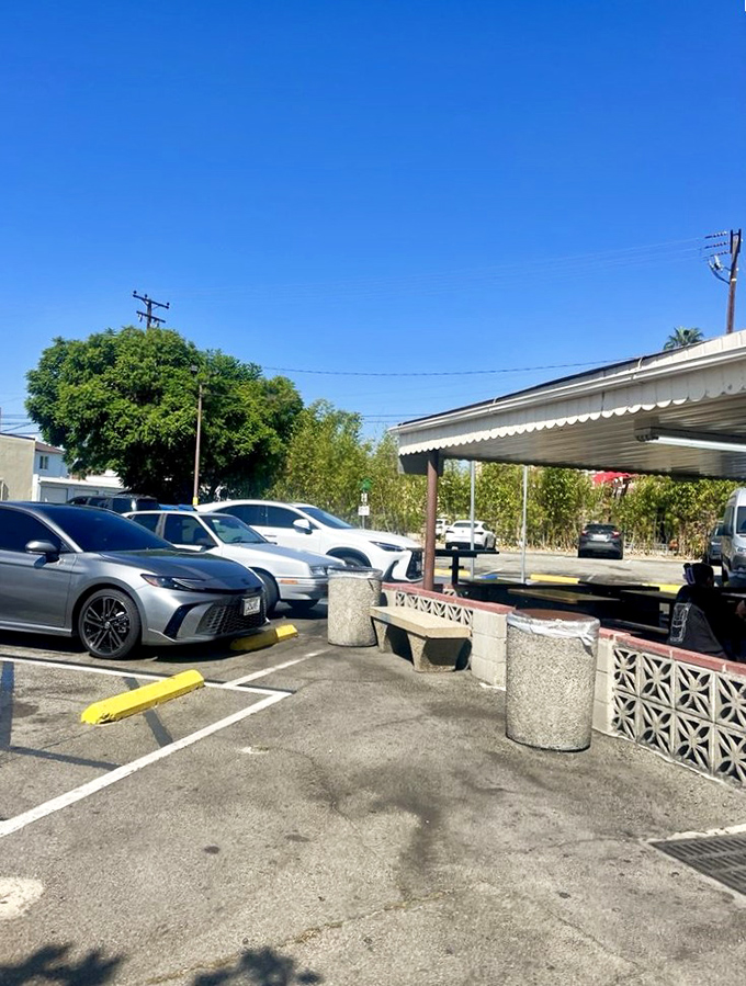 The parking lot at lunchtime &ndash; a gathering place for locals who know that some of California's best food comes from the most unassuming places.