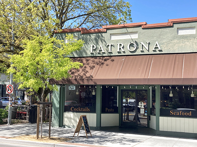 Patrona's inviting fa&ccedil;ade promises culinary treasures after a day of antiquing&mdash;cocktails, pasta, and seafood to celebrate your vintage victories.
