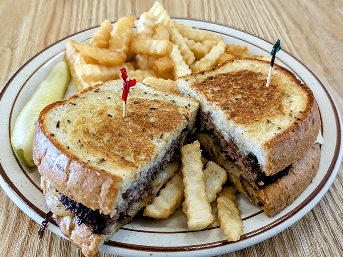 A patty melt that's achieved the perfect balance between crispy bread, melty cheese, and juicy beef&mdash;the holy trinity of sandwich perfection.