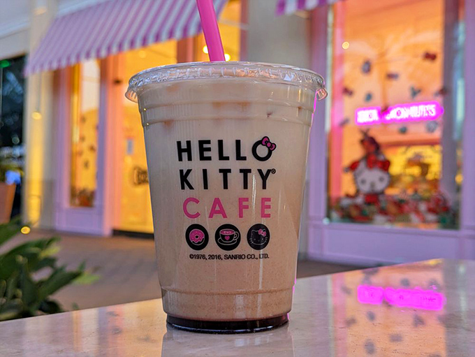 This isn't just a beverage – it's a portable piece of the Hello Kitty experience, complete with the café's signature pink straw for optimal sipping satisfaction.