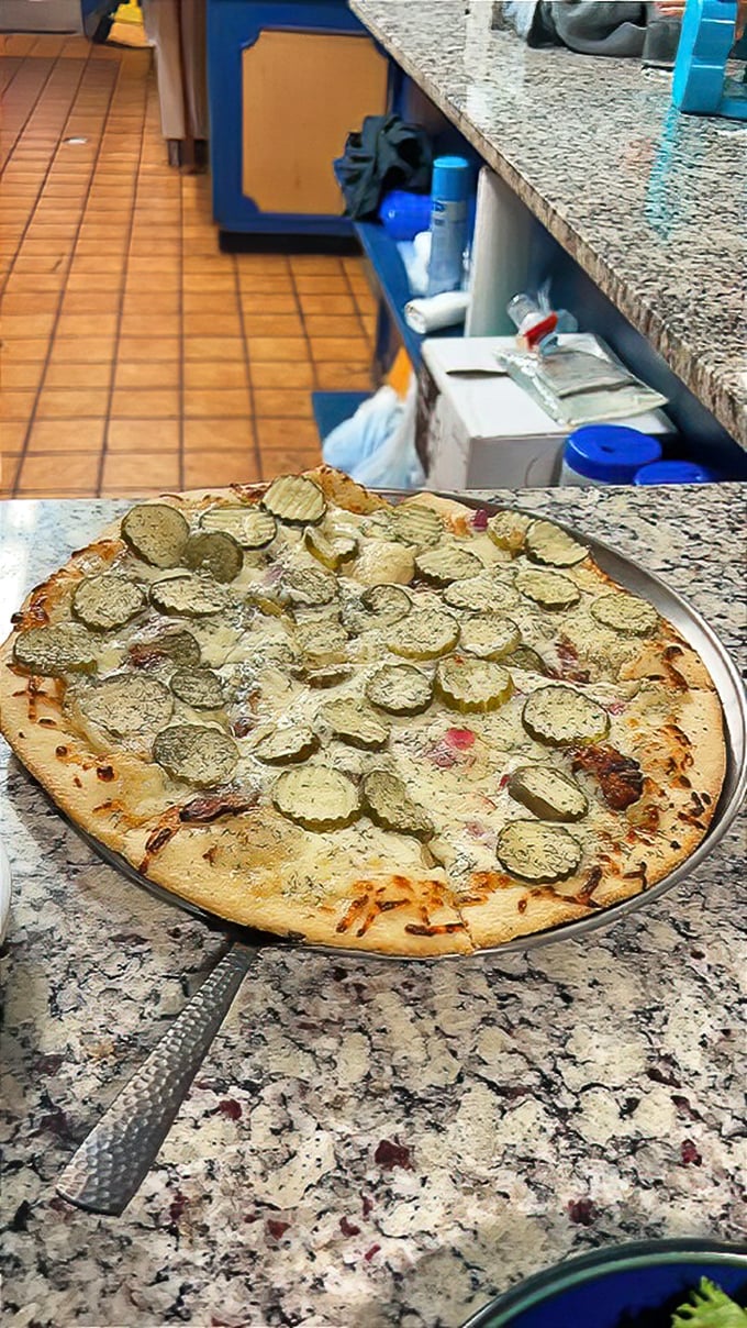 Pickle pizza&mdash;the controversial conversation starter that converts skeptics into evangelists. A crispy, cheesy canvas for briny brilliance.