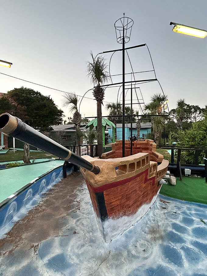 Ahoy, mateys! This landlocked pirate ship has weathered many a storm, offering maritime adventure without the seasickness.