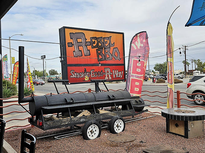 Rebel BBQ's smoker promises the kind of slow-cooked goodness that makes retirement worth waiting for. Follow your nose to flavor town!