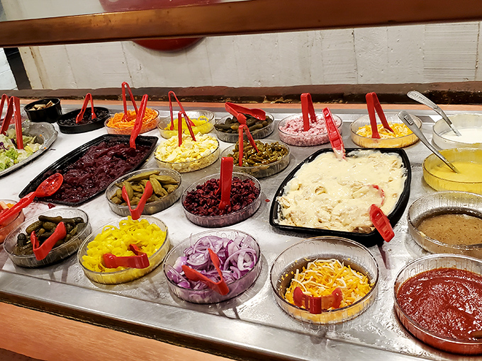 The salad bar offers colorful respite among hearty Southern fare – though in Tennessee, "salad" might include more than a few mayonnaise-based options.