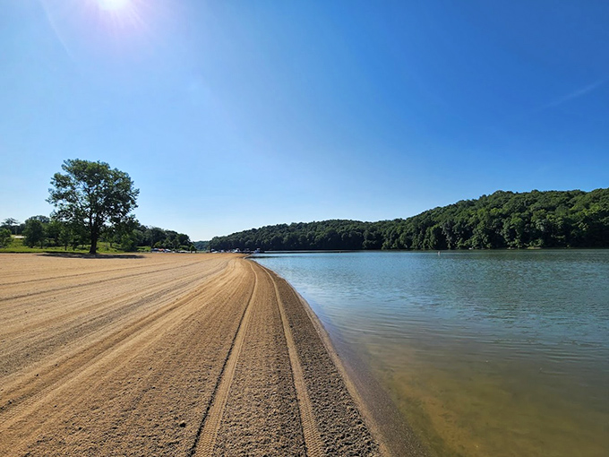 Beach day, Ohio style. No sharks, no seaweed, no problem &ndash; just pristine shoreline where your footprints might be the first of the day.