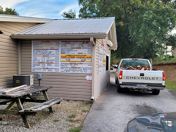 The drive-thru window proves that even the best barbecue sometimes needs to be enjoyed elsewhere&mdash;though the car will smell tantalizingly delicious all the way home.