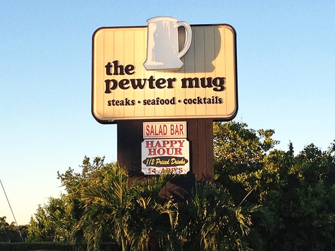 Classic signage announces this hidden gem where steaks, seafood, and cocktails come together in perfect harmony.