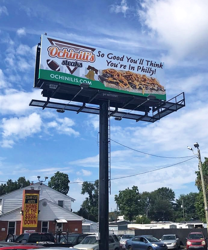 Bold billboard advertising promises Philadelphia-quality food that'll transport your taste buds straight to South Street.