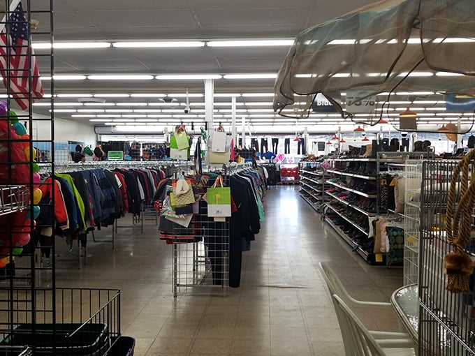 The store's layout creates a treasure map of departments. Like a department store that time-traveled from the 1980s but brought today's prices along for the ride.