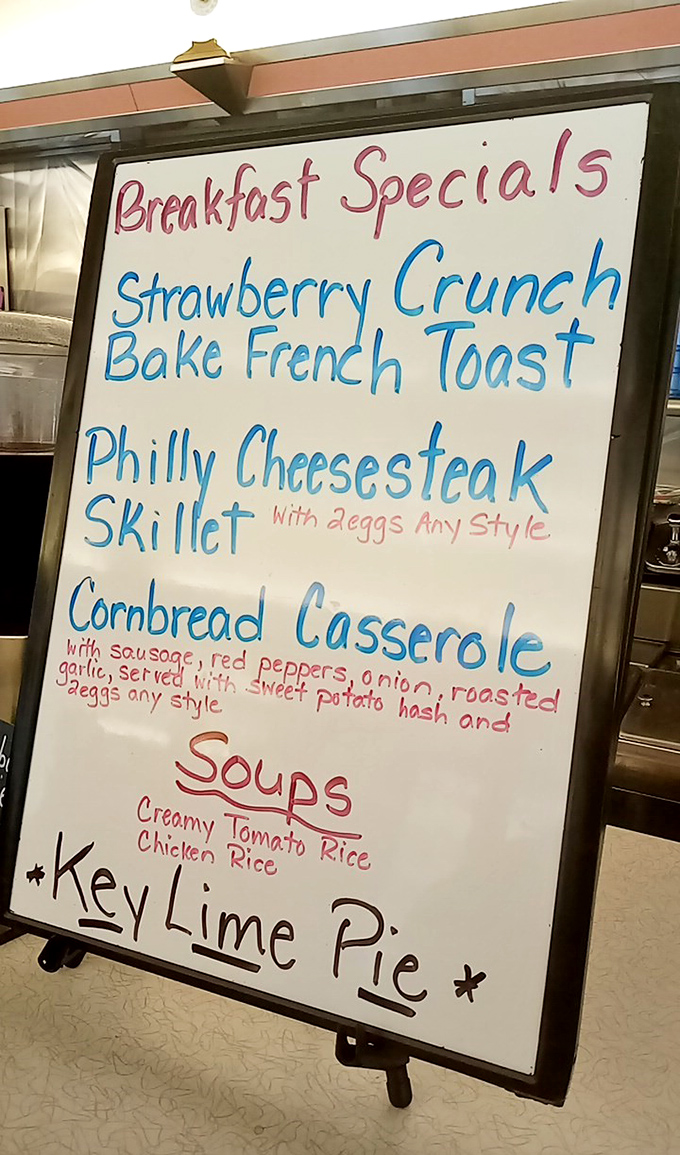 The specials board&mdash;where "Philly Cheesesteak Skillet" proves that sometimes the best innovation is combining two perfect things that already exist.