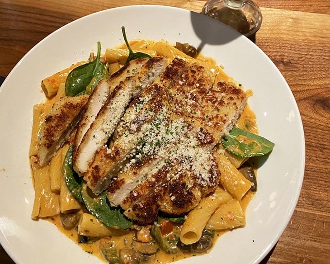 Spicy Chicken Rigatoni that makes Italian grandmothers nod in approval. The pasta-to-sauce ratio is mathematical perfection on a plate.