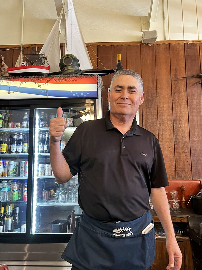 The thumbs-up says it all &ndash; when your server looks this confident about the food, you know you've walked into seafood paradise.