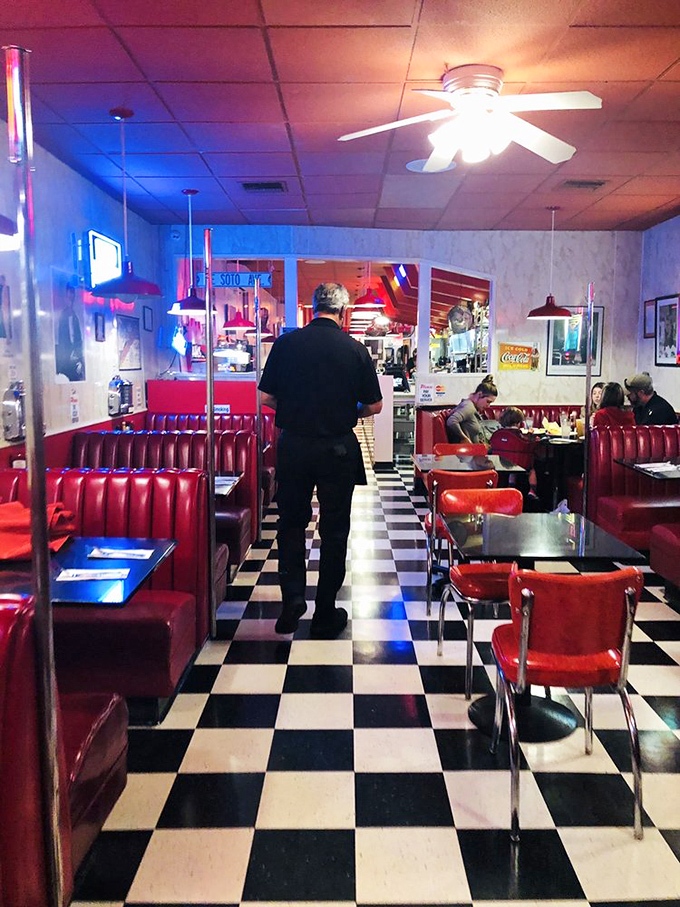 The checkerboard floor guides you to happiness. Every step brings you closer to that booth where memories are made between bites.