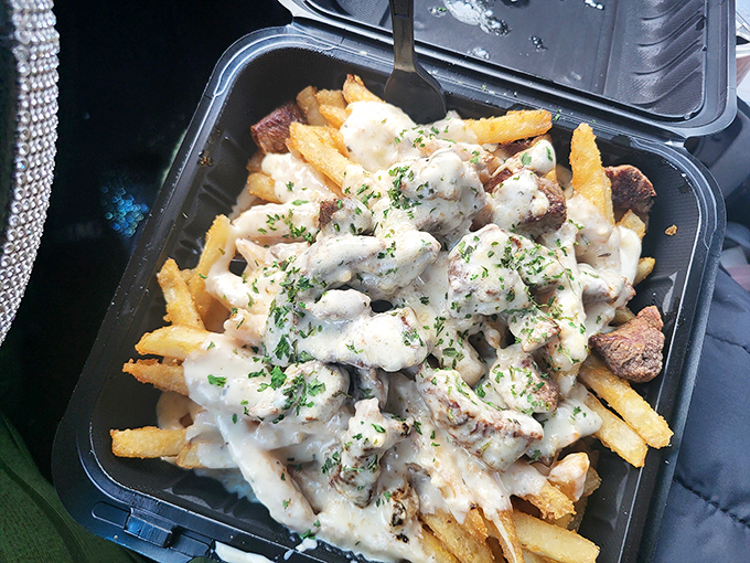 These loaded fries aren't just a side dish; they're a main event—a decadent celebration of cheese, meat, and potato that demands to be devoured.