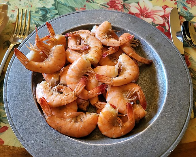 Plump steamed shrimp curl into perfect C's, as if they're smiling at the thought of taking a bath in cocktail sauce or drawn butter.