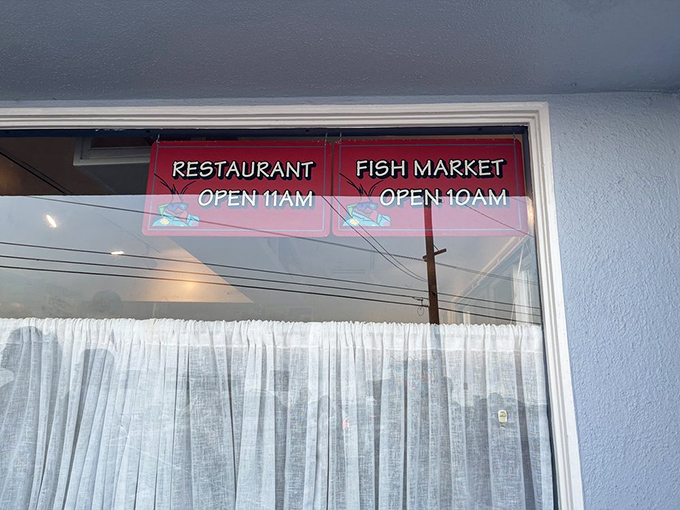 Those magic words: "OPEN." The hours posted on the window are like a promise of good things to come.