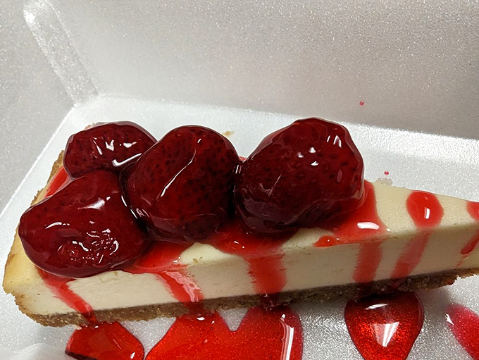 Cheesecake that doesn't need to be from New York to be spectacular. Those cherries aren't decoration&mdash;they're the crown jewels.