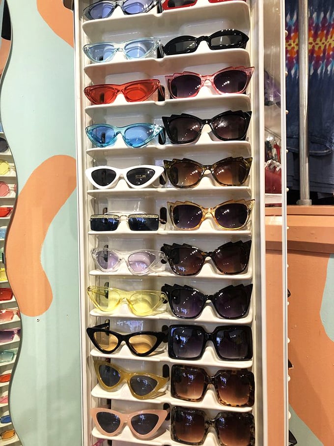 Cat-eye frames, round John Lennon styles, and those tiny Matrix-inspired sunglasses that somehow came back in fashion. Protect your eyes with a side of nostalgia.