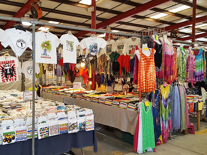 T-shirt and summer dress heaven where Florida fashion meets vacation vibes. The tie-dye selection alone could clothe a small Grateful Dead reunion.