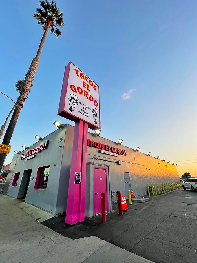 Taco nirvana exists, and it's painted pink! Tacos El Gordo delivers Tijuana-style street food that has locals and visitors forming lines worth joining.