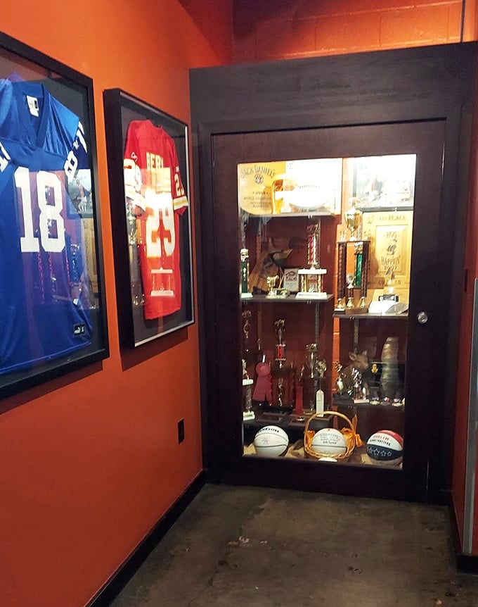 Trophy case evidence that these folks take their barbecue competition seriously. You're not just eating dinner&mdash;you're experiencing award-winning craft.