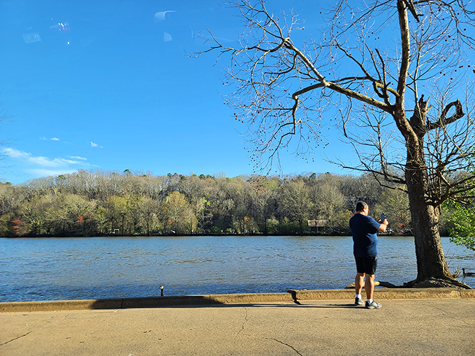 A moment of quiet contemplation by the water's edge. Sometimes the best vacation happens just twenty minutes from your driveway.