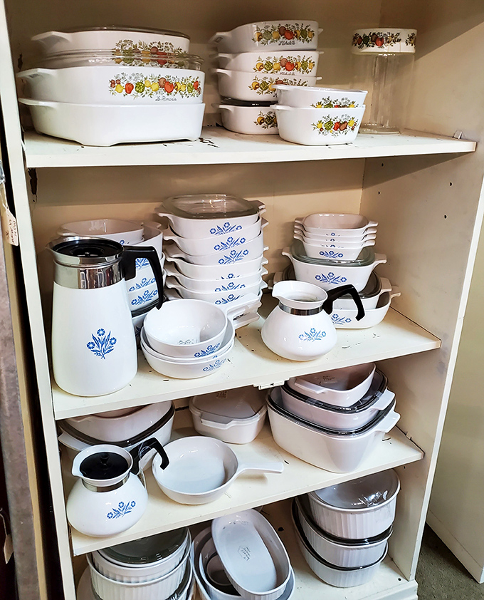Corningware heaven &ndash; these vintage kitchen workhorses have survived decades of family dinners and still look ready for action.