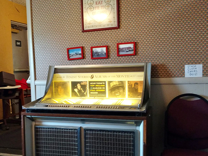 That vintage jukebox isn't just decoration &ndash; it's a time machine that plays the soundtrack to decades of Akron's morning rituals.