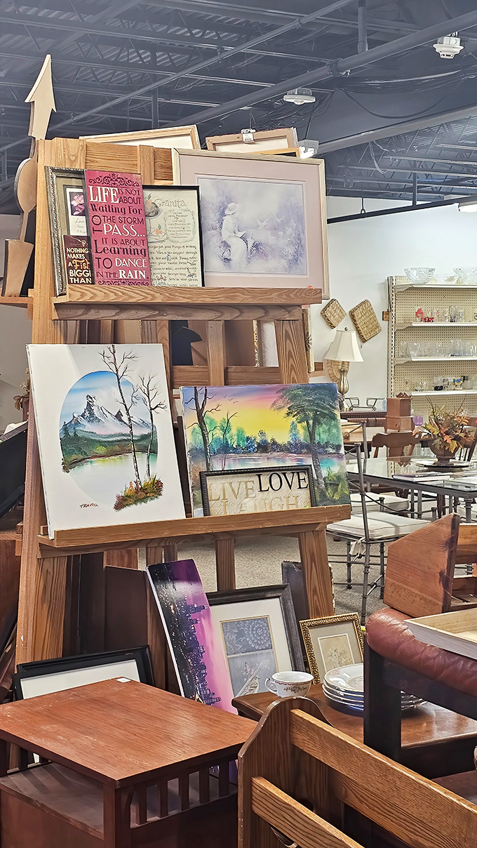 Wall art ranges from Bob Ross-worthy landscapes to inspirational quotes—because your home should reflect both what you see and what you believe.