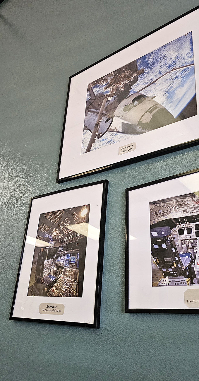 NASA memorabilia adorns the walls&mdash;because when you're launching taste buds to the moon, space-themed d&eacute;cor is only appropriate.